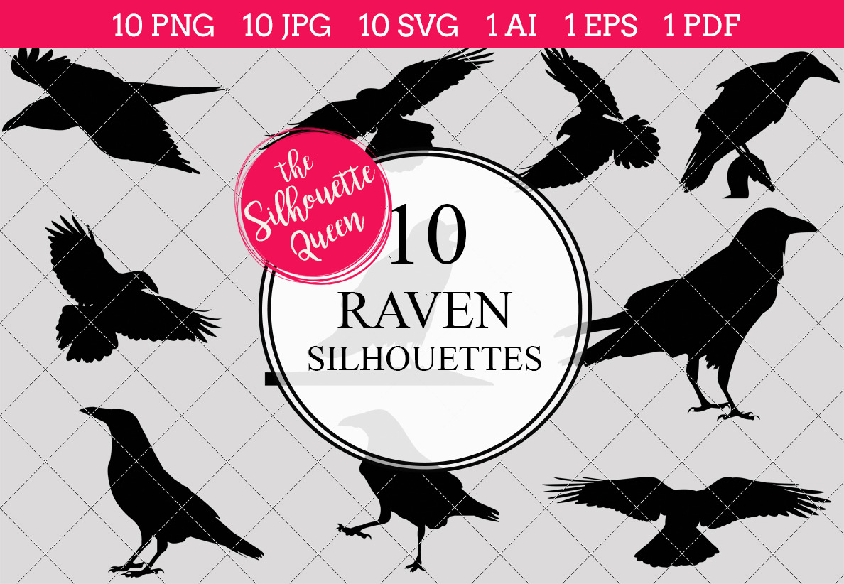 Raven Silhouette Vector Graphics, an Object Graphic by The Silhouette Queen