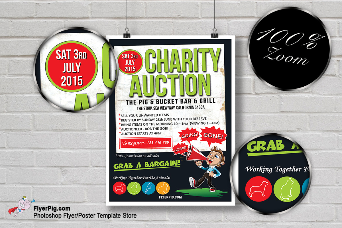 Charity Auction Flyer Template, a Flyer Template by FlyerPig