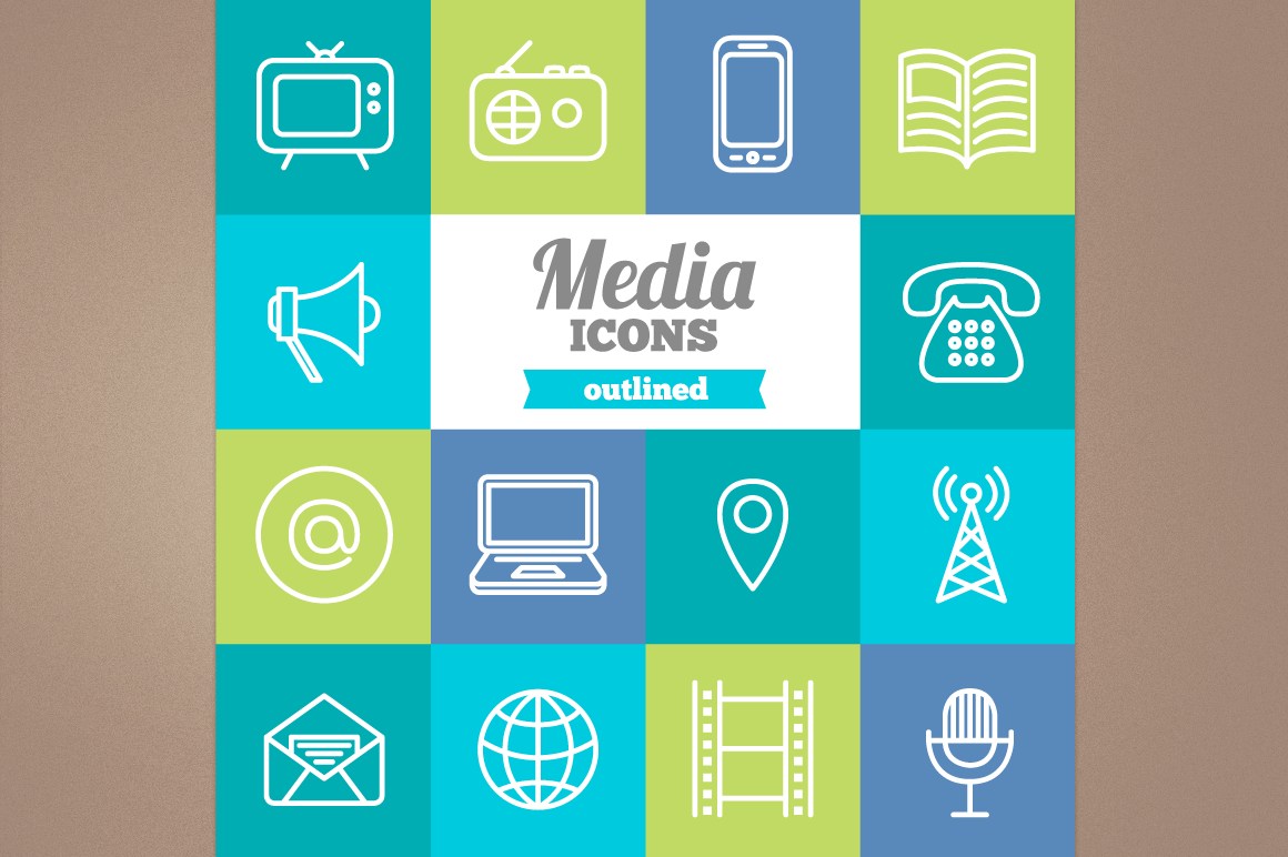 Outlined media icons, an Outline Icon by miumiu