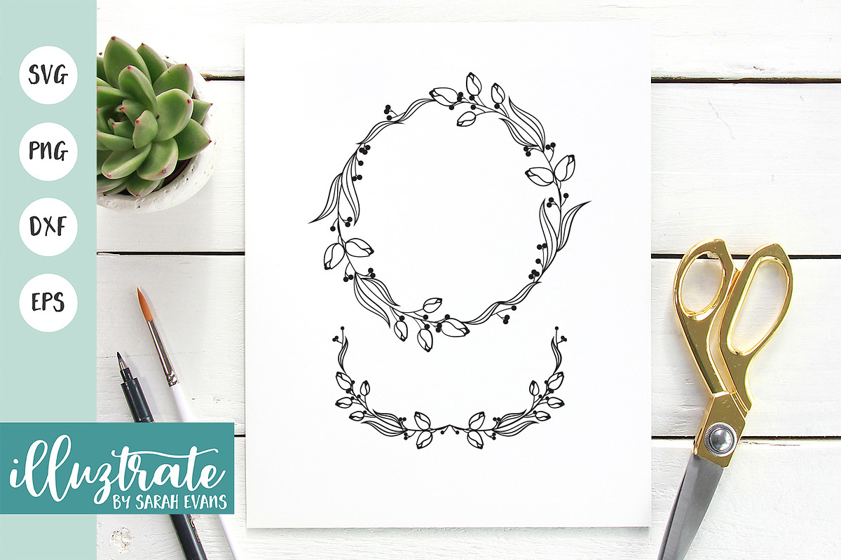 Hand Drawn Wreath SVG Cut File, a Decorative Illustration by illuztrate