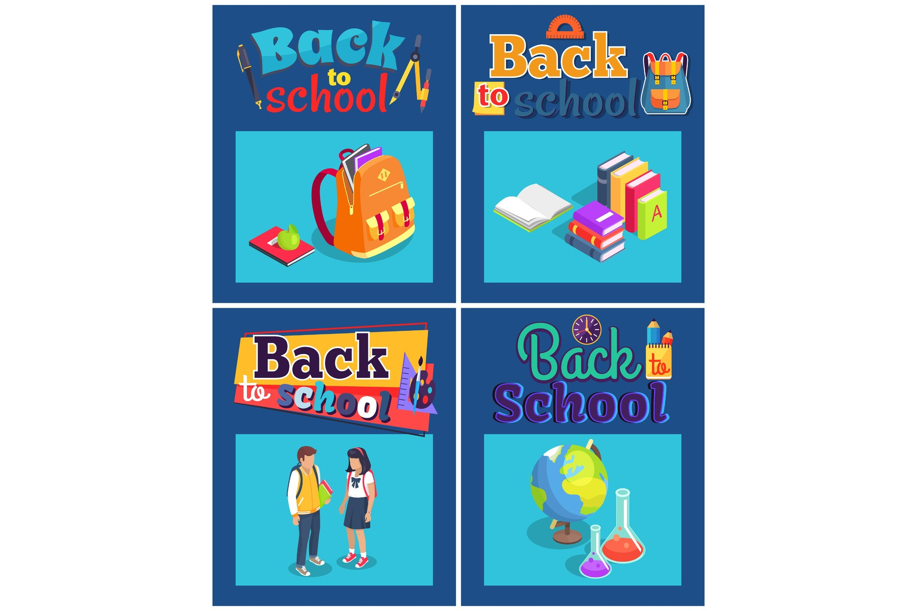 Back to School Set of Posters with Various Objects, an Object Graphic ...