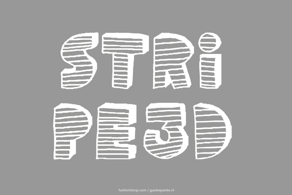 Stripe 3D handmade Font, a Font by Fun Font Shop