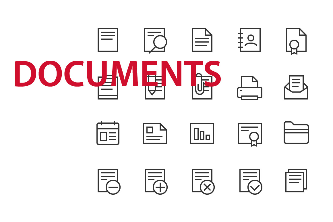 20 Documents UI icons, an Outline Icon by Palau | Creative Market