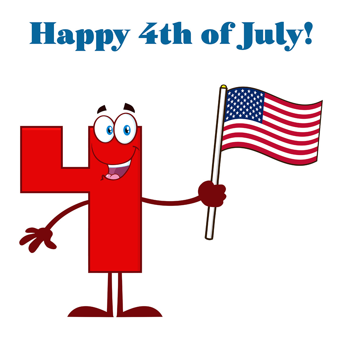 Number Four Waving An American Flag, an Education Illustration by HitToon