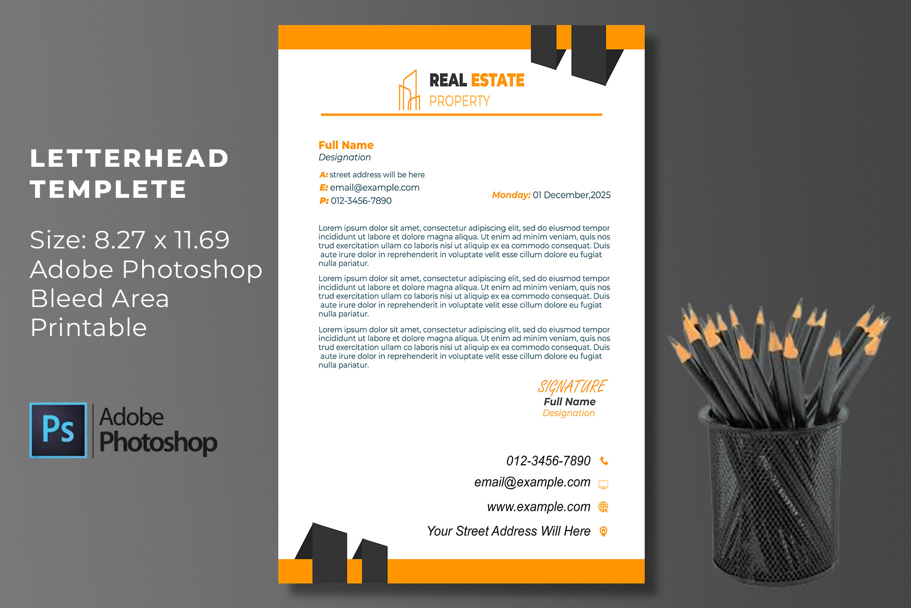 Modern Letterhead Template PSD