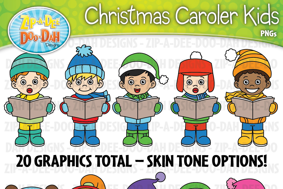 Christmas Carolers Kids Clipart Set, a Graphic by Zip-A-Dee-Doo-Dah Designs