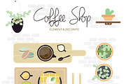 Coffee Shop Element & Decorate, a Decorative Illustration by MooBeer