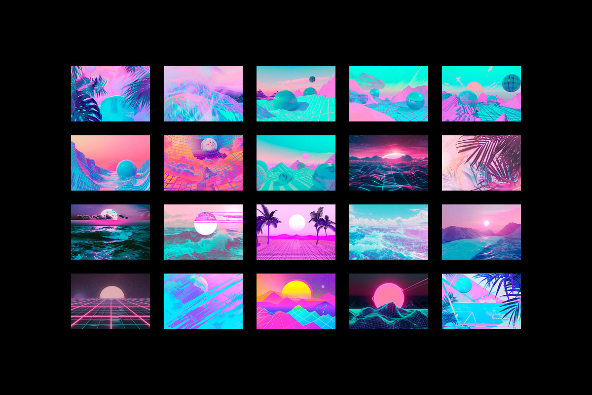 Vaporwave Collage Kit, an Object Graphic by pixelbuddha.net