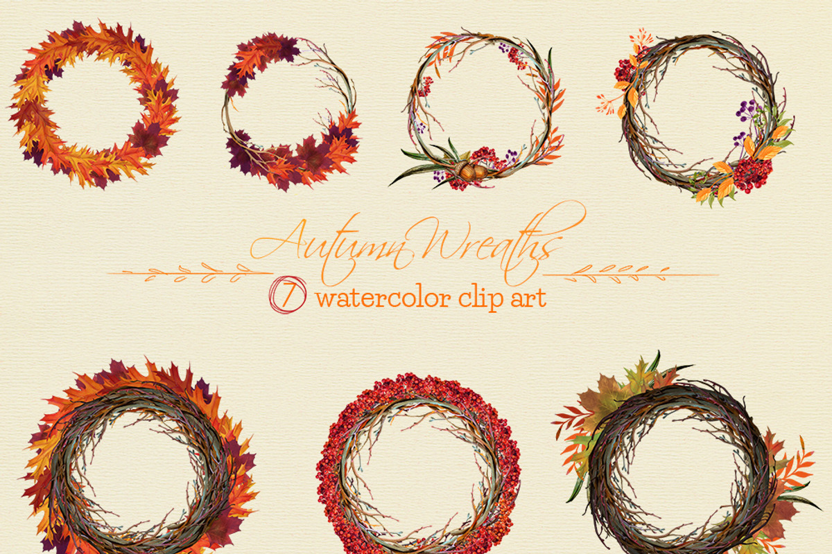 Autumn ClipArt Bundle watercolor, an Illustration by Drumla