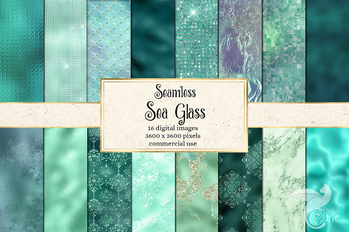 Sea Glass Digital Paper Textures, a Texture Graphic by Digital Curio