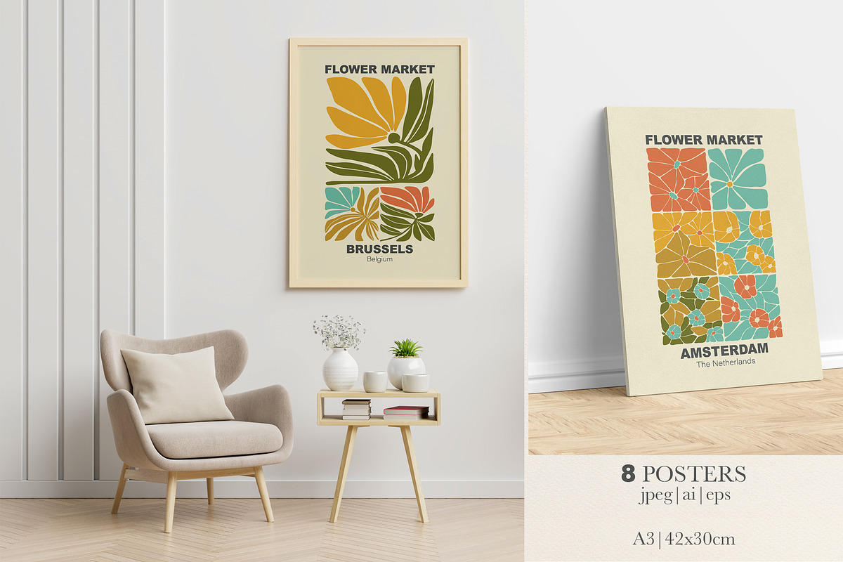 Retro Floral Patterns & Posters