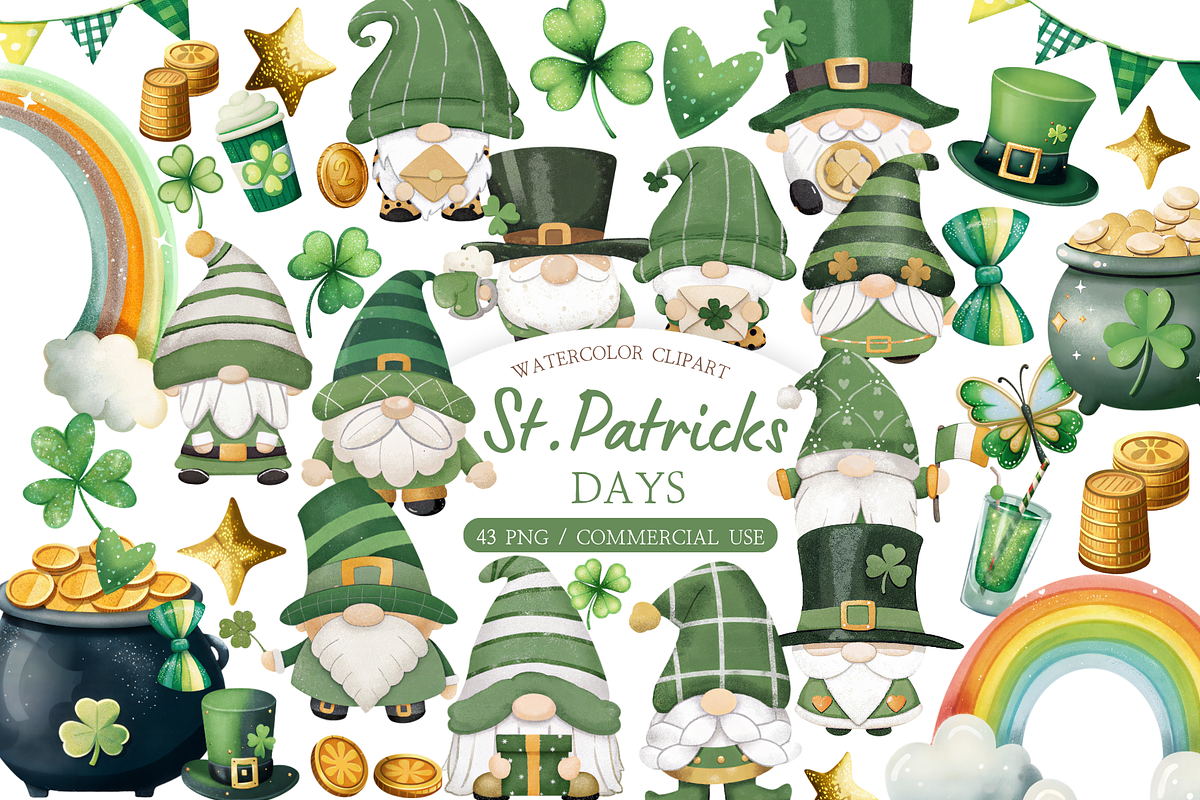 St Patricks Day Clipart Bundle, an Illustration by MockupWizard