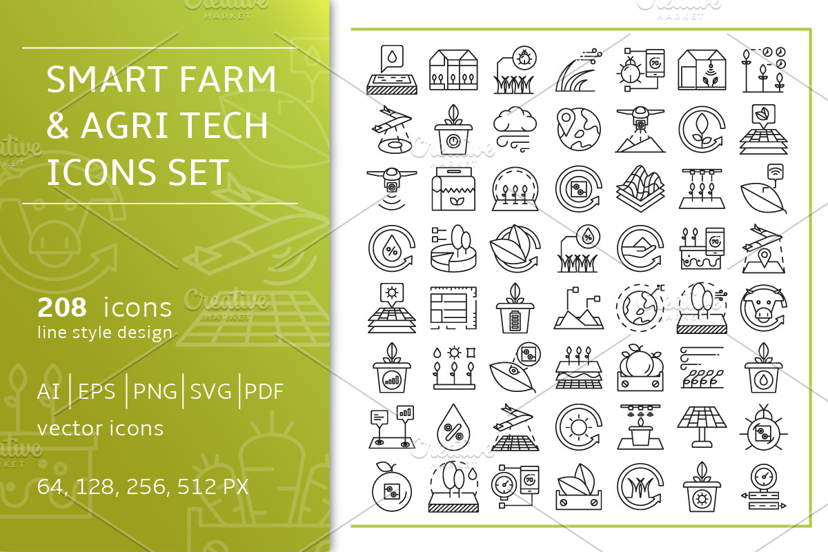 Smart Farm and Agri Tech Icons, an Outline Icon by Designfour