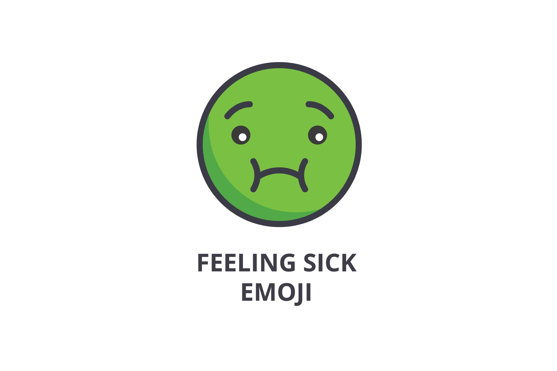 feeling sick emoji vector line icon, sign, illustration on background ...