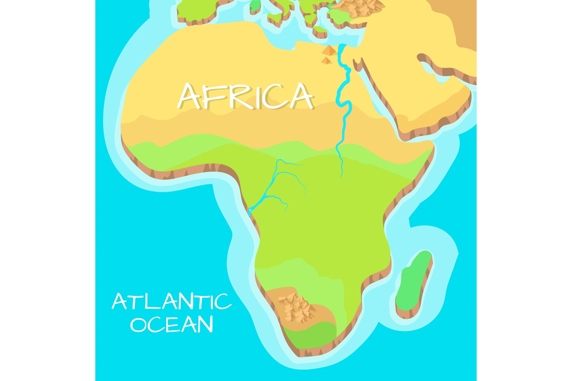 Africa Isometric Map with Natural, an Education Illustration by robuart