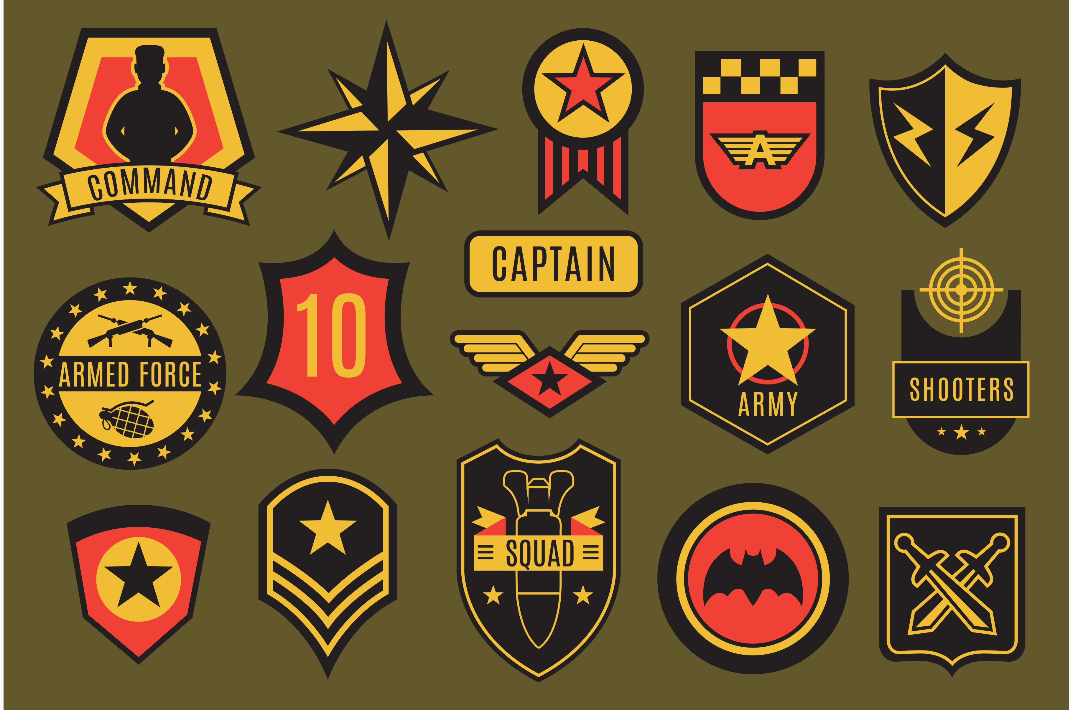 Army badges. Usa military patches, a Background Graphic by Valerie Bodnar