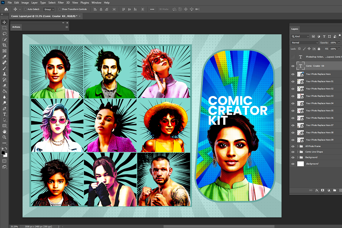 Comic Creator Kit Photoshop Action, an Action Add-On by MRI STUDIO