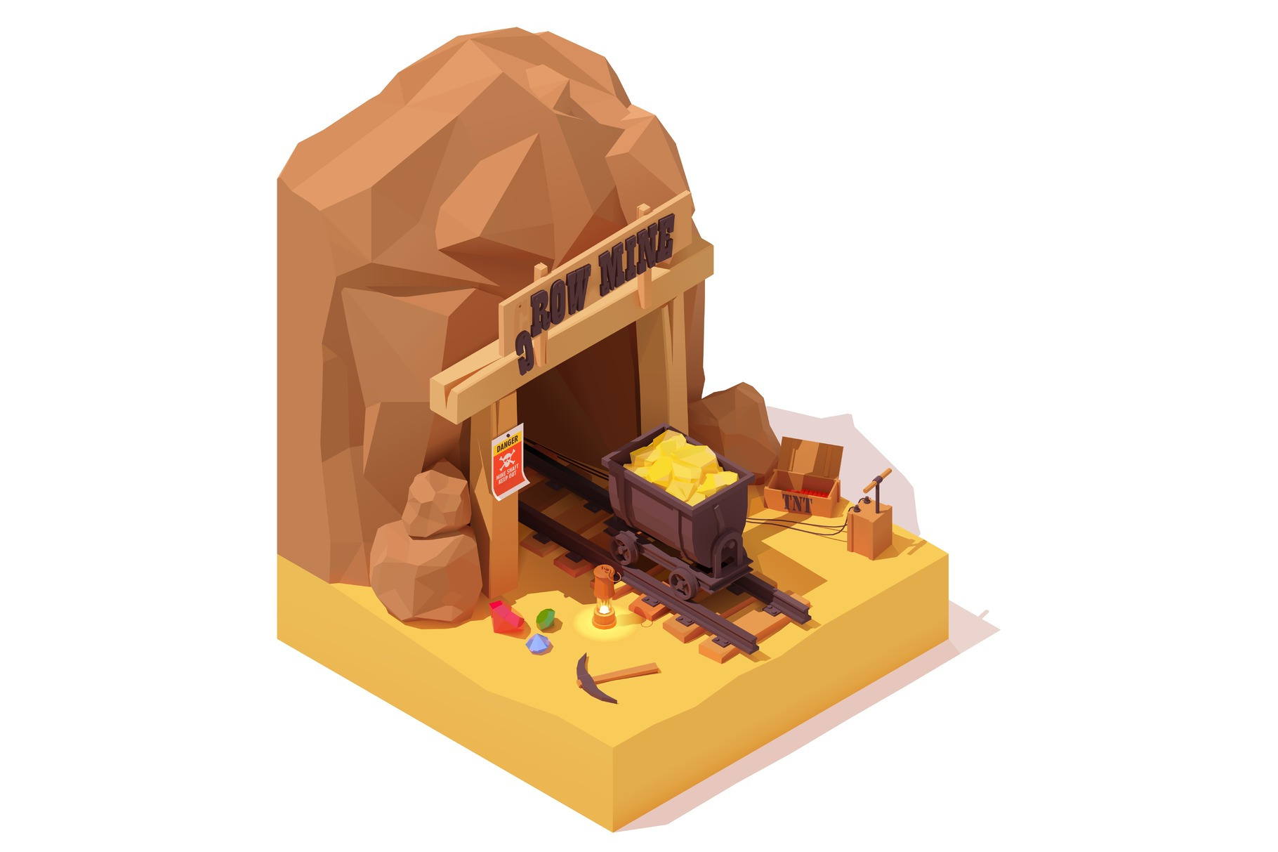 Vector isometric old gold mine, a Technology Illustration by tele52