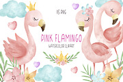 Watercolor pink flamingo clipart PNG, a Decorative Illustration by SleptArt