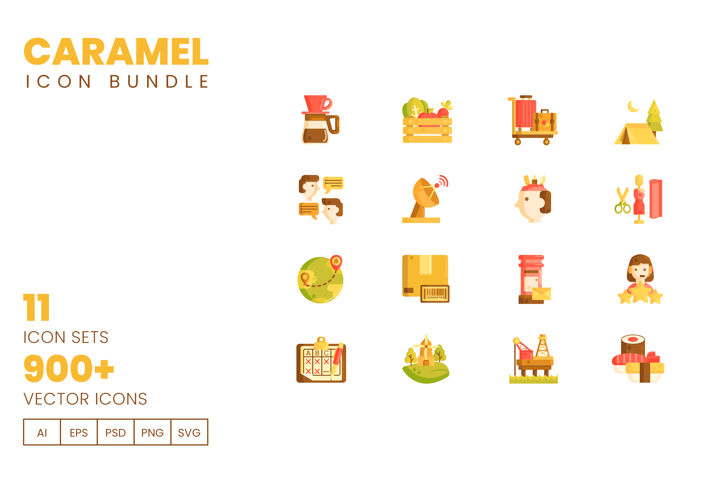 900+ Vector Icons Caramel Bundle, an Outline Icon by Flat Icons