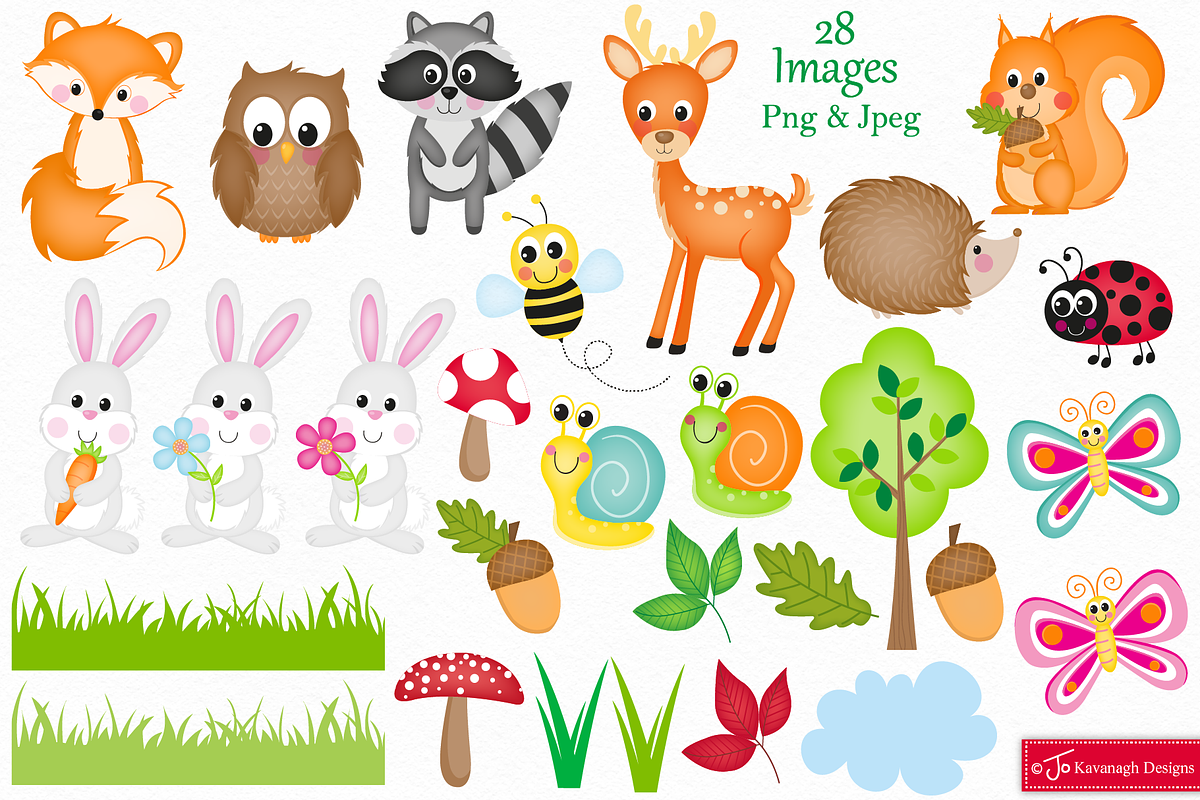 Woodland animals clipart -C27, an Animal Illustration by Jo Kavanagh ...