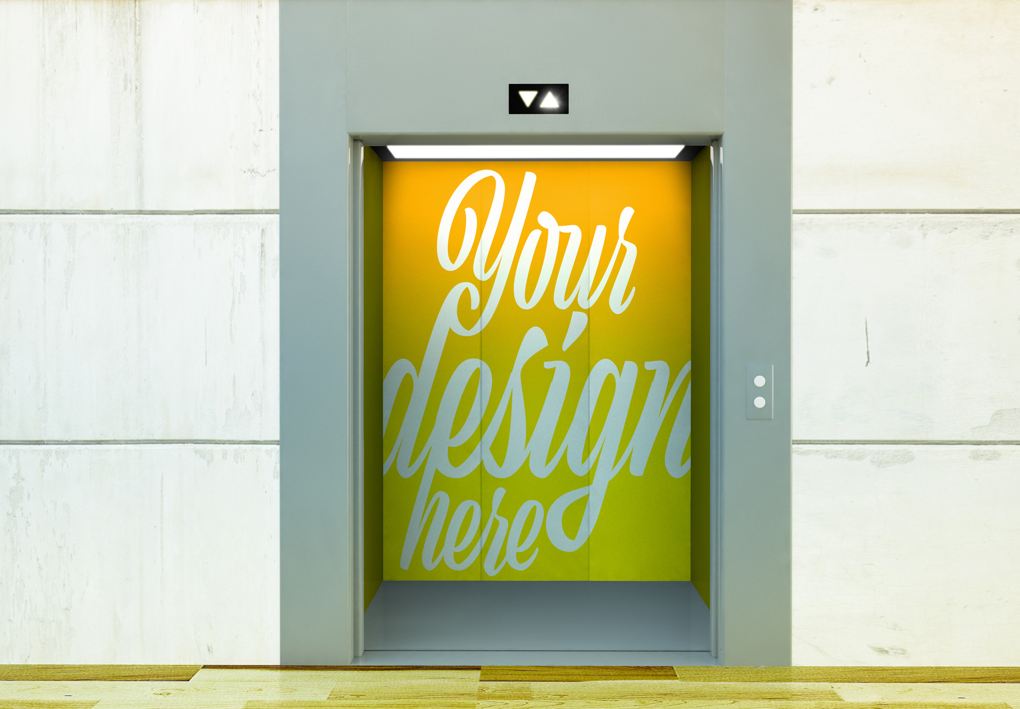 Elevator with Open Doors Mockup, a Print Template by McLittle Stock