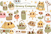 Groovy Camping Clipart,Summer, a Seasonal Illustration by Chonnieartwork