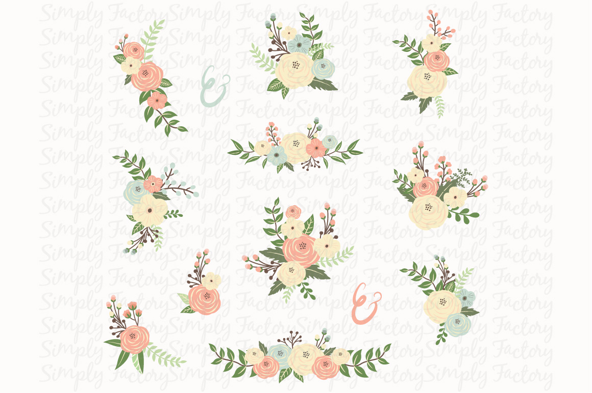 Retro Floral Elements, an Illustration by Simply Factory