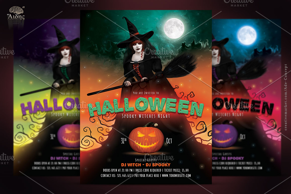 Halloween Witches Party Flyer, a Flyer Template by Ade Concept
