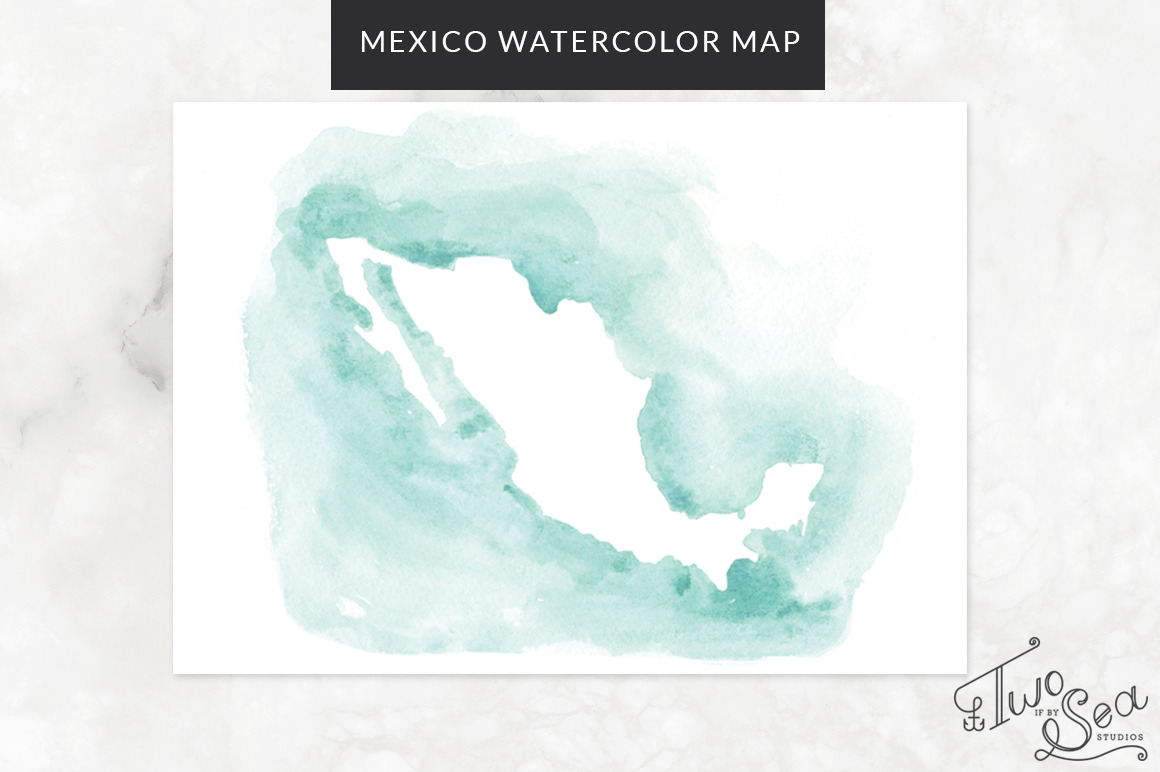 Mexico Watercolor Map, an Illustration by Two if by Sea Studios