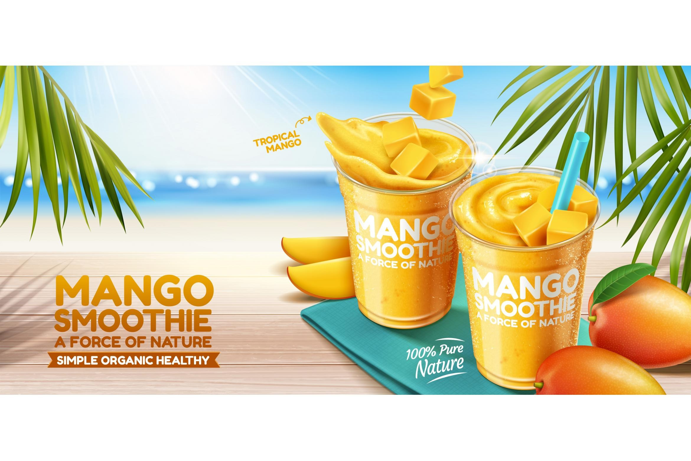 Mango smoothie banner ads, a Food Illustration by TotallypicRF