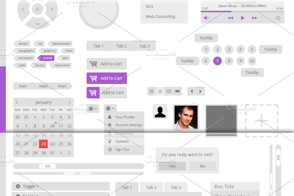 Flush UI - flat user interface, a Templates & Theme by Picseel