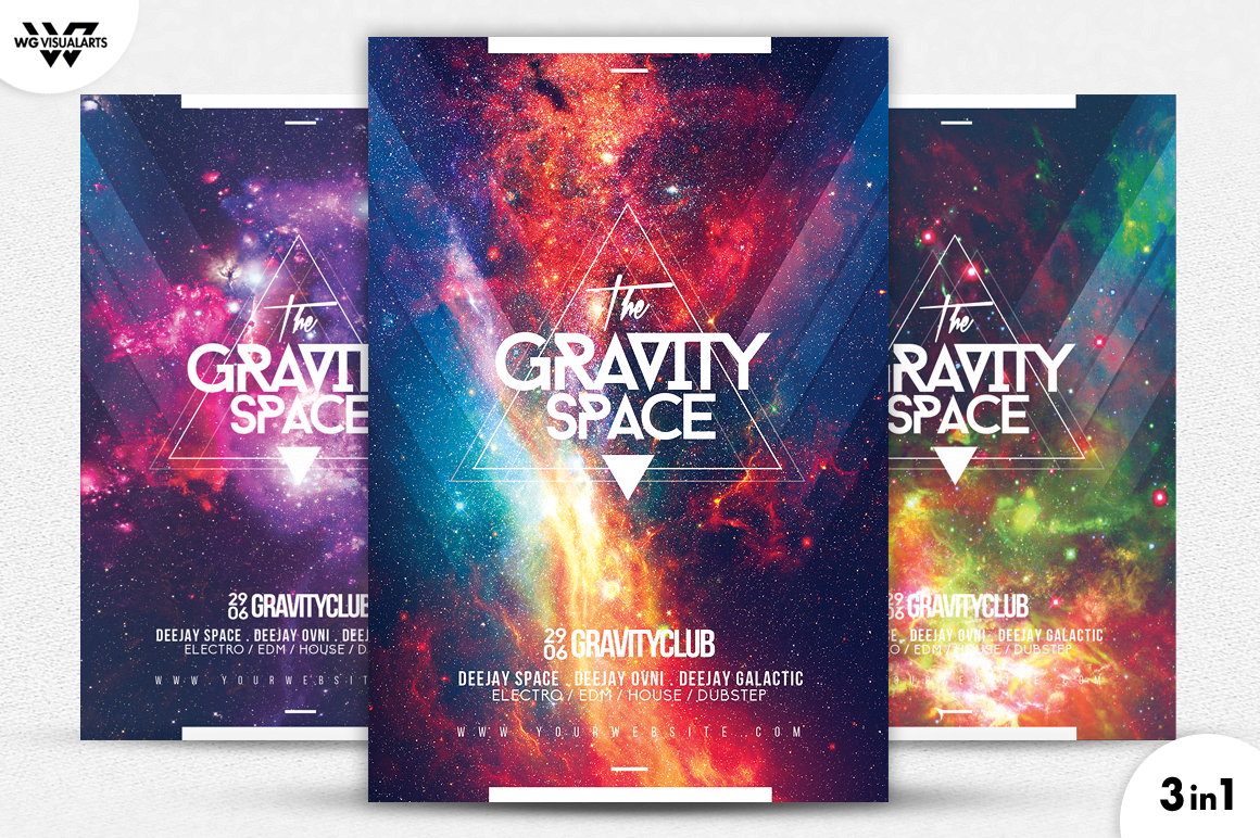 3in1 SPACE Flyer Template, a Flyer Template by WG DESIGN