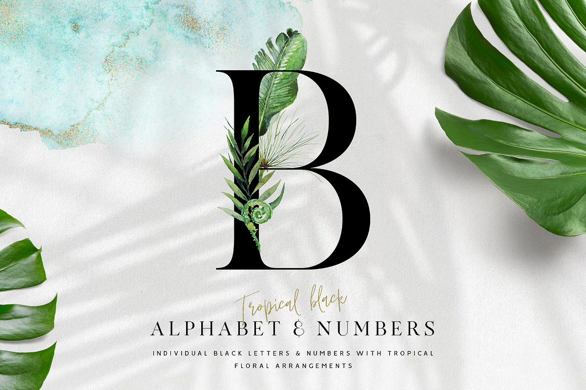 Watercolor Tropical Jungle Alphabet, a Decorative Illustration by Veris ...