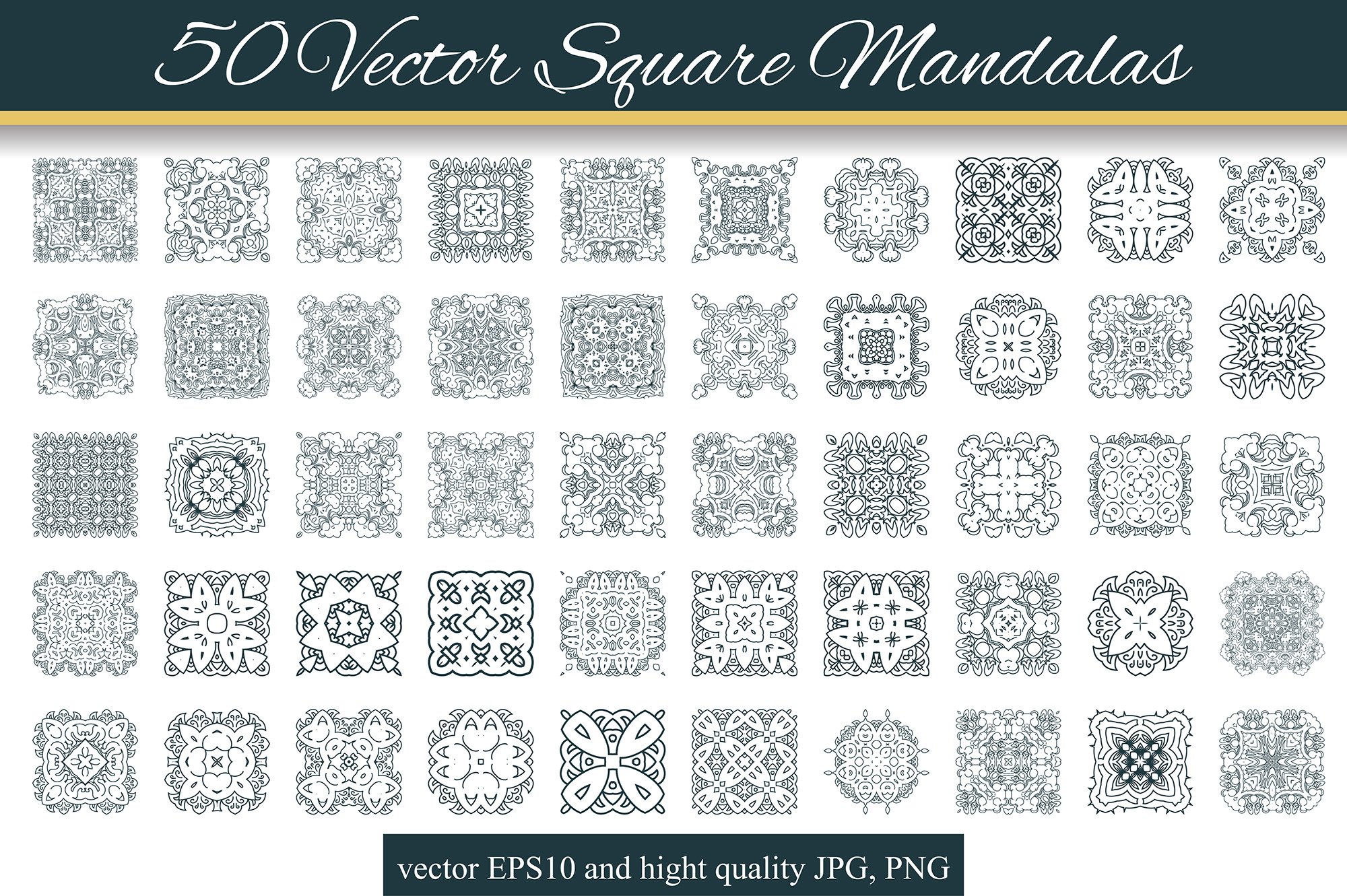 50 Vector Square Mandalas 2, a Decorative Illustration by Astarte_design