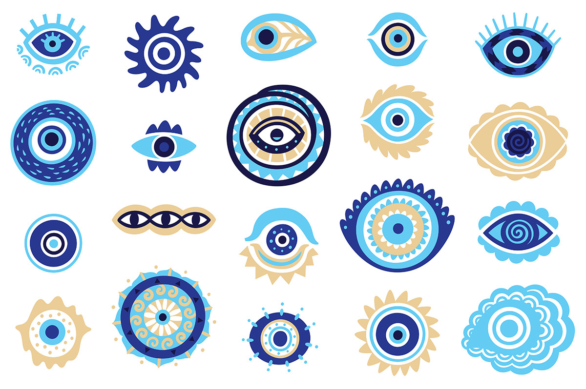 Evil Eyes symbol and patterns, a Pattern Graphic by PenguinHouse