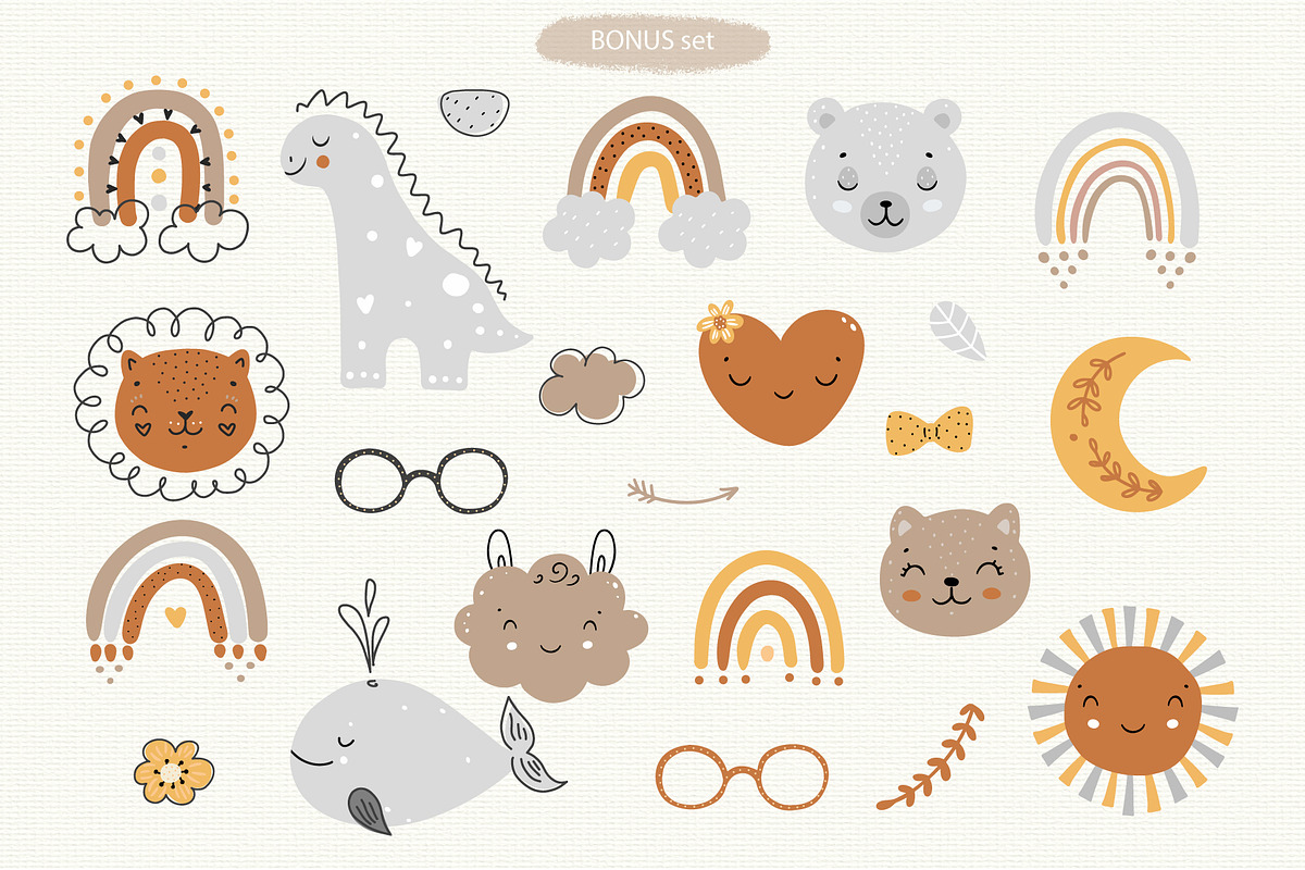 Cute Kids Bundle Baby animal Clipart