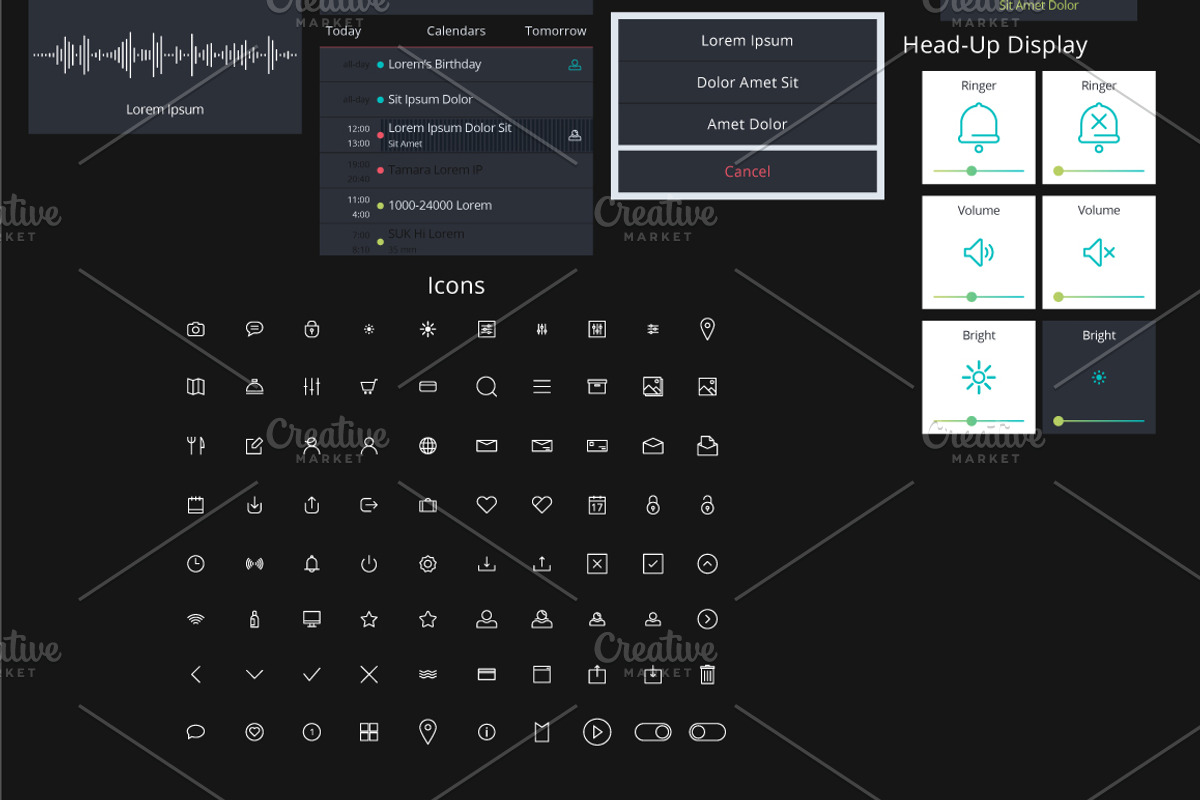 Vector Phone GUI Template. UI Kit., an UI Kit Template by fet