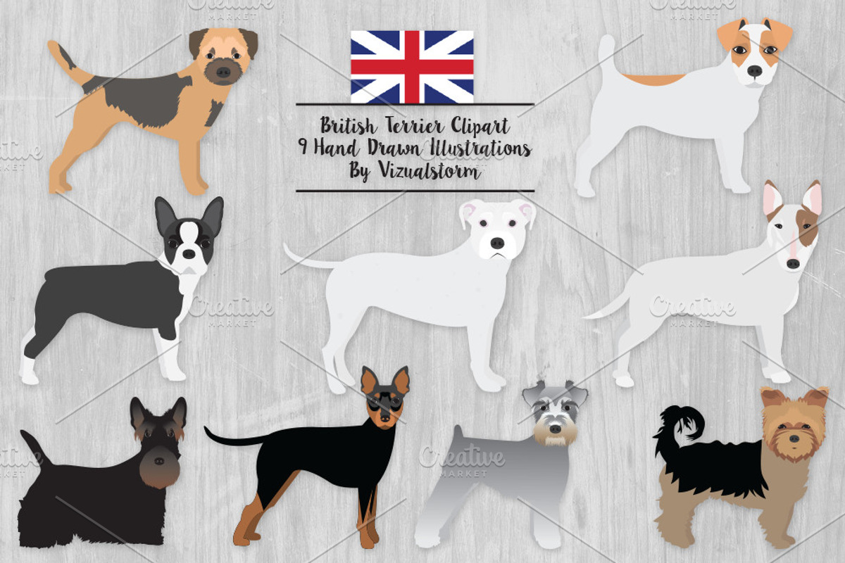 British Terrier Dog Breeds Clipart, an Illustration by VizualStorm