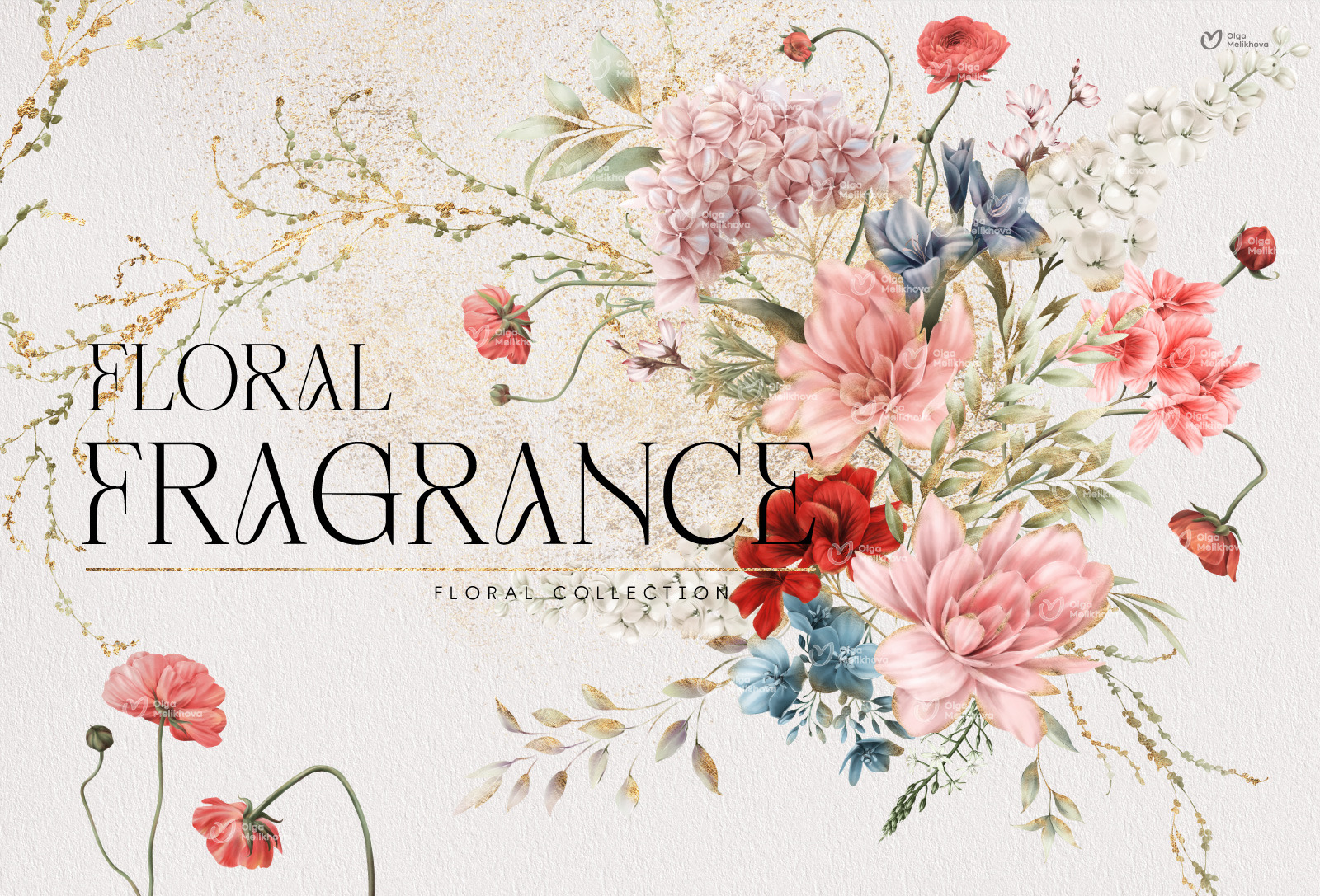 Floral Fragrance, watercolor flowers, a Texture Illustration by ollalya