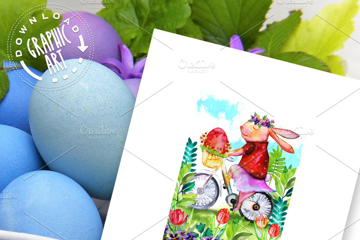 Easter Bunny Cute Print, a Decorative Illustration by Download Graphic ...