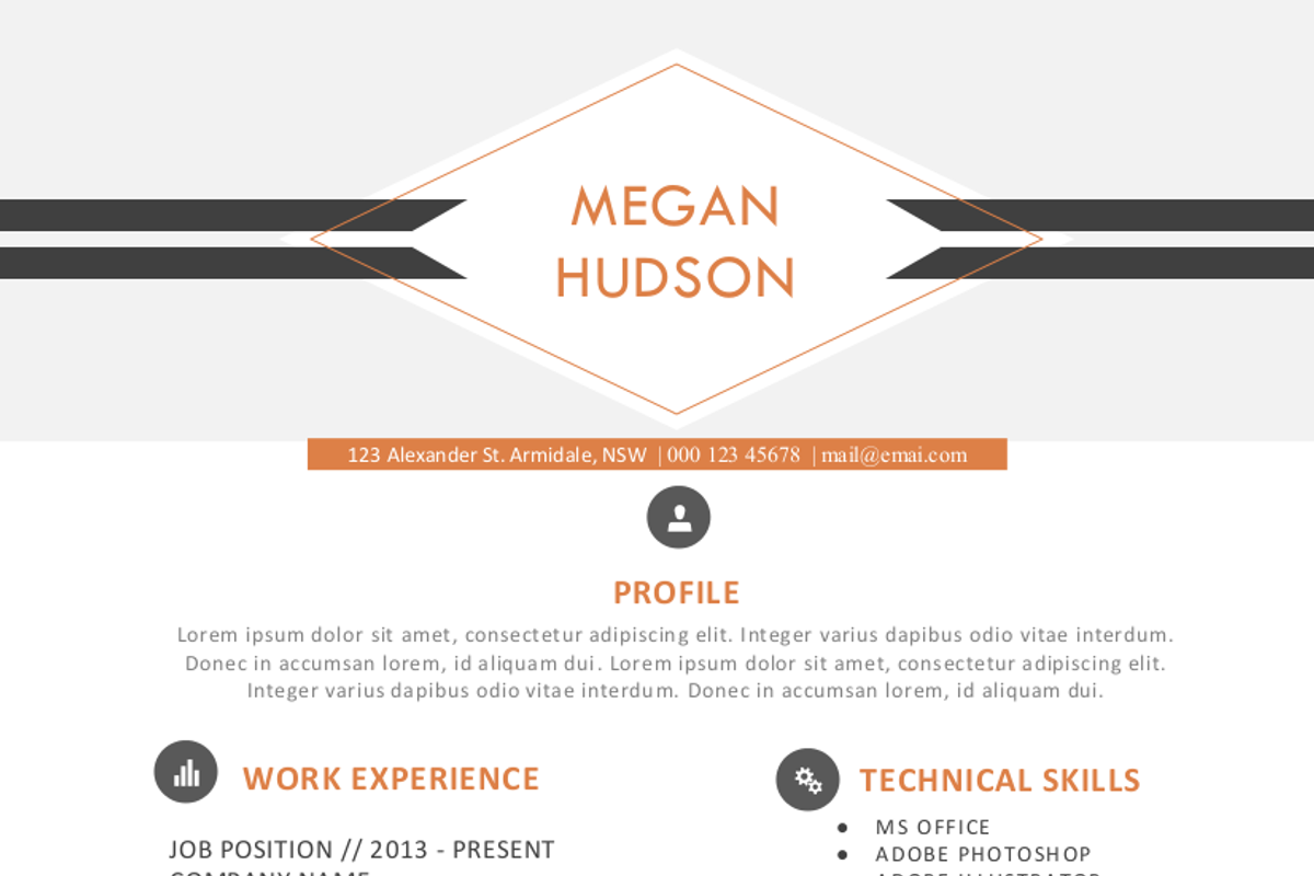 Diamond modern resume for Word, a Resume Template by Inkpower