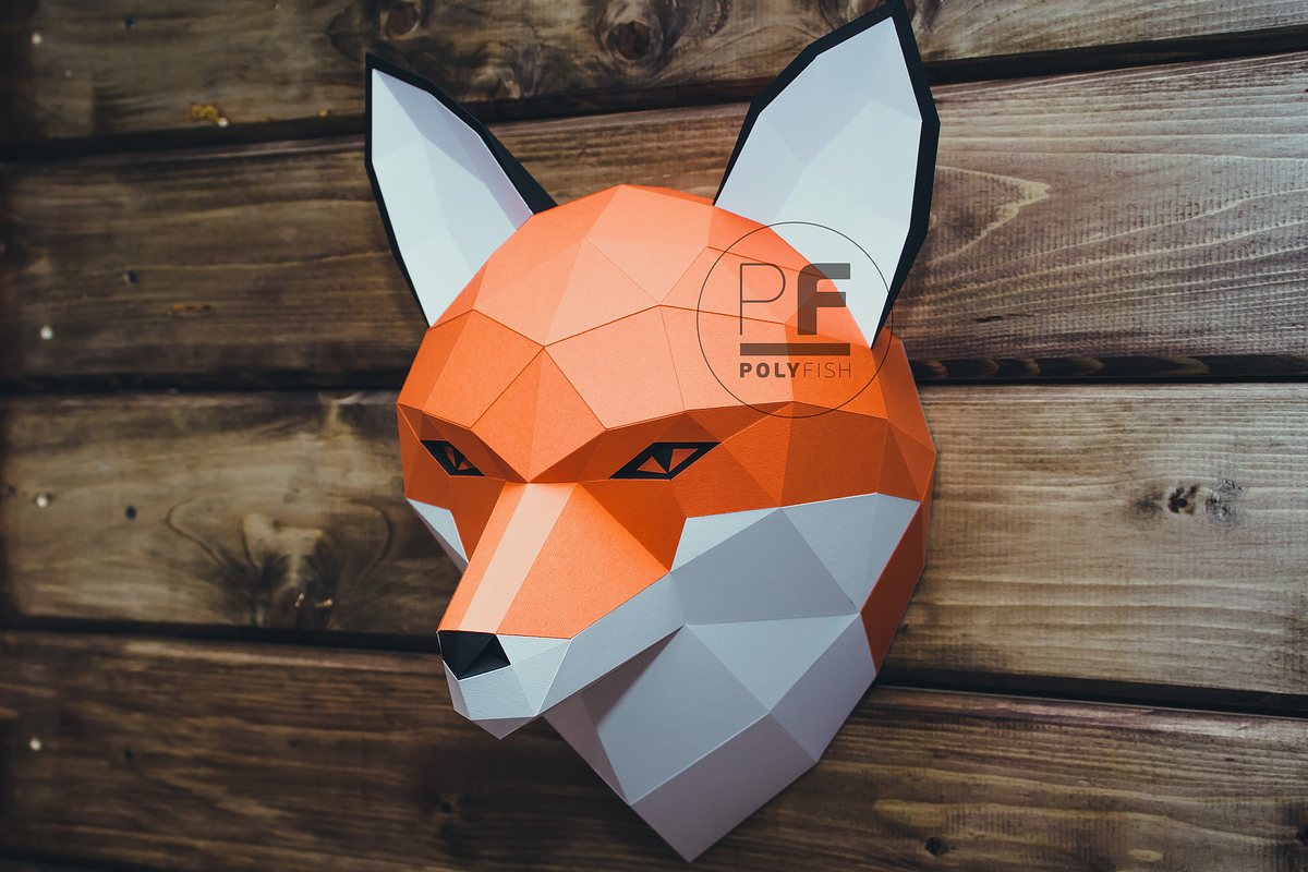 DIY Fox Head 3D model template, a Graphic by PolyFish