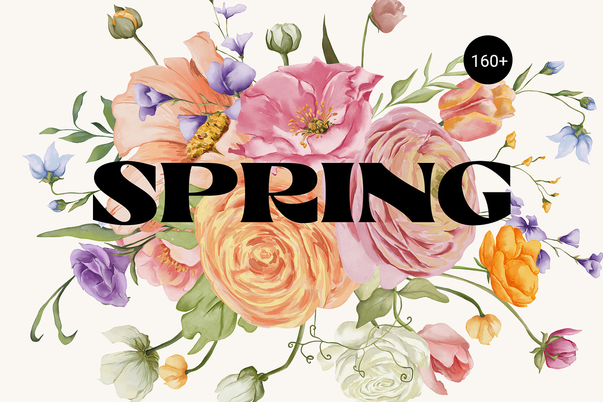 SPRING watercolor floral set