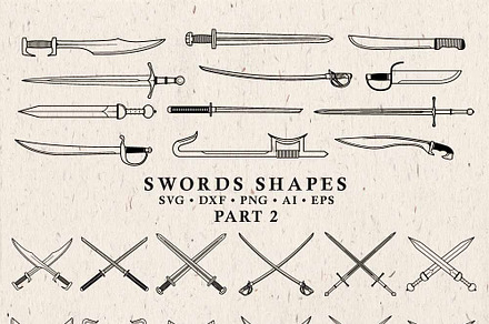 Sword Shapes & Crossed Swords Vector | Illustrations ~ Creative Market