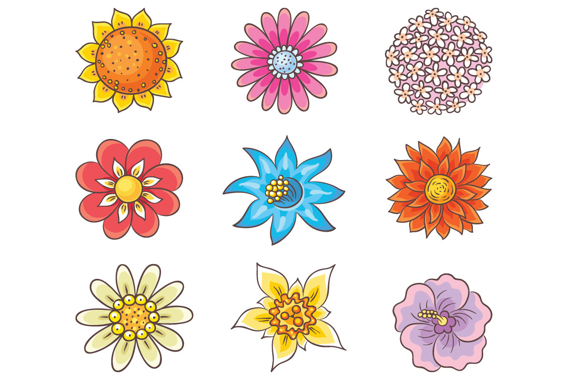 Cartoon Hand Drawn Flowers, an Illustration by Bubert Art