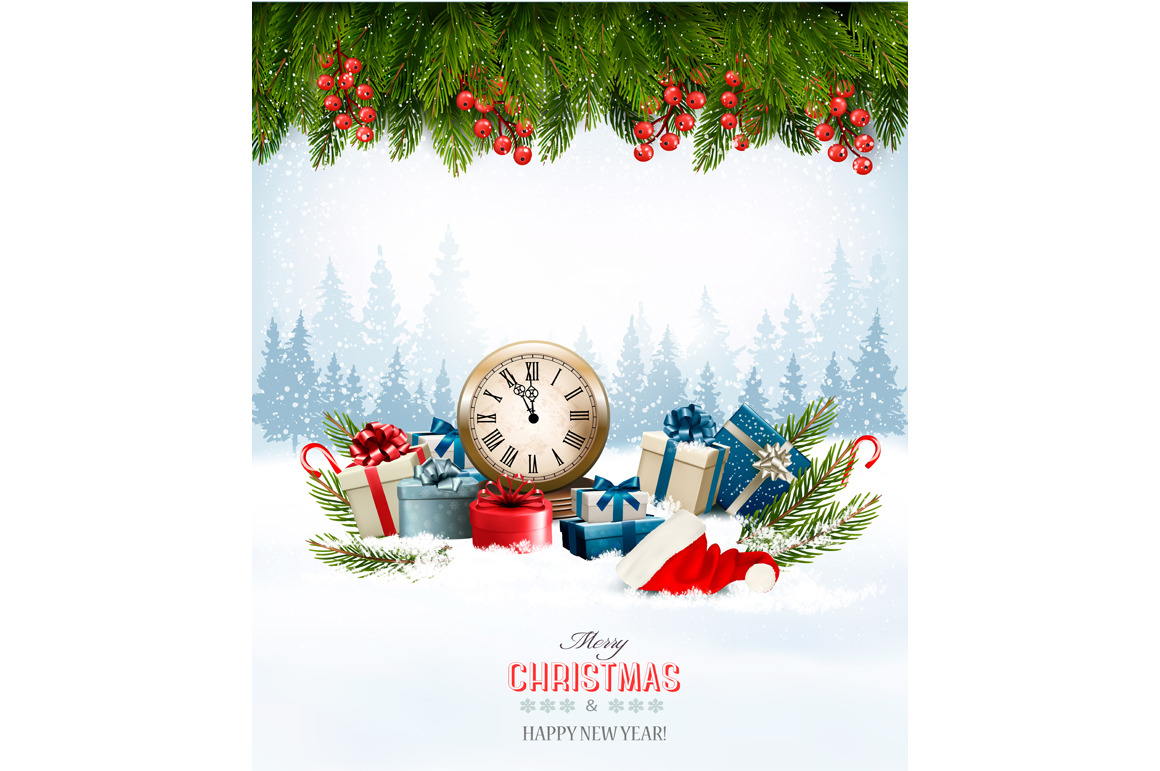 Holiday background with presents, an Illustration by ecco | Creative Market