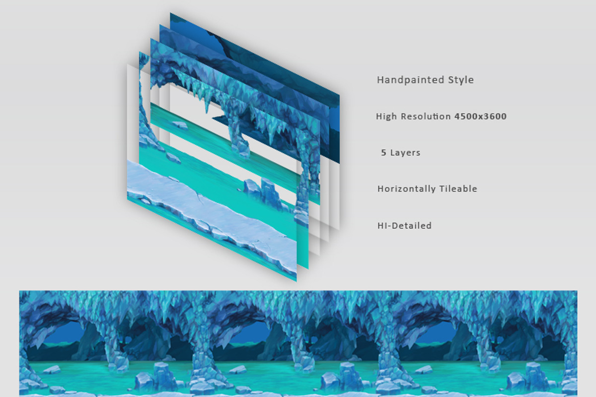 Ice Cave - Game Background, a Background Graphic by LudicArts