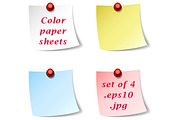 4 original color paper note sheets, an Illustration by Vjom
