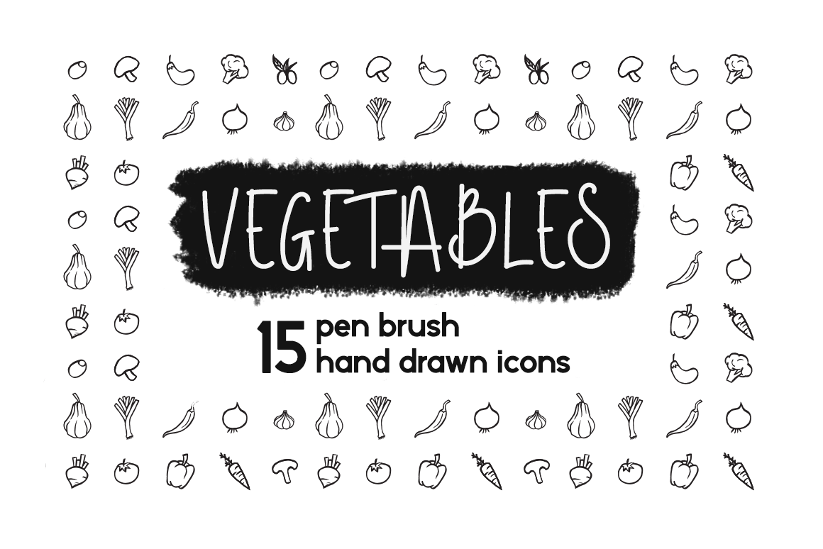 Pen Brush Hand Drawn Vegetables Set, an Object Graphic by witskill